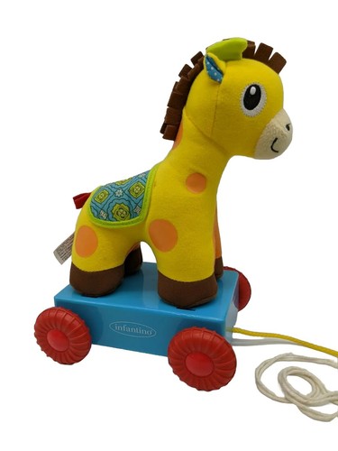 Infantino Musical Push and Pull Toy Plush Stuffed Rolling Giraffe on ...