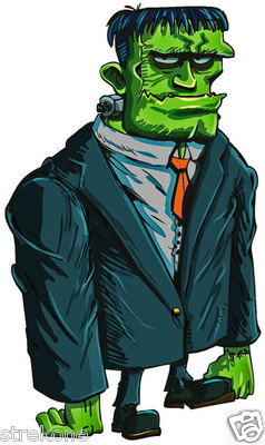 Funny FRANKENSTEIN's Monster Funny Cartoon Art Halloween -WINDOW CLING ...