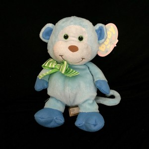 First & Main Blue Monkey Plush Baby Soft Toy 10" Stuffed Animal Sewn ...