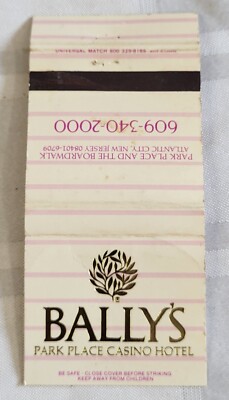 BALLY'S PARK PLACE CASINO HOTEL ADVERTISING MATCHBOOK COVER SPORTS ...