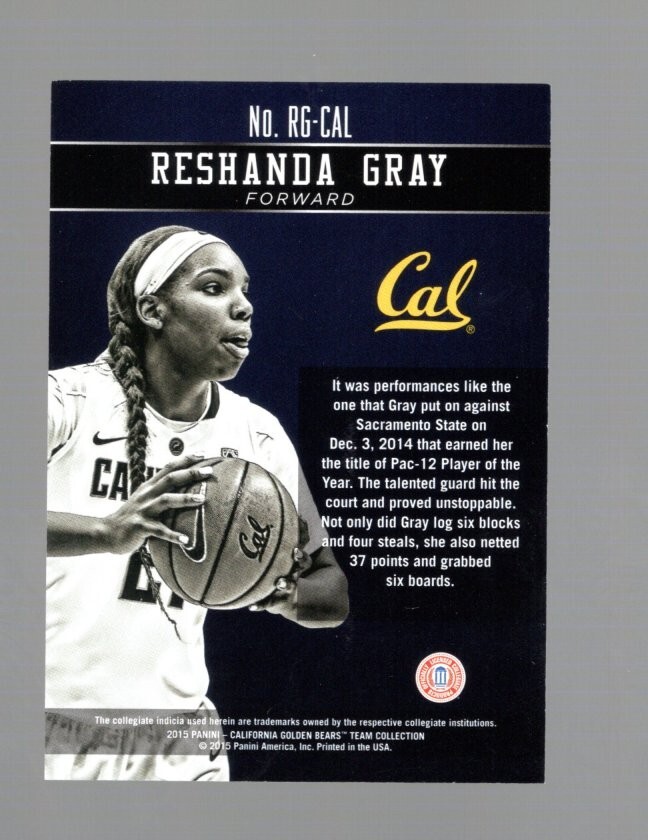 CAL BEARS 2015 PANINI RESHANDA GRAY #RG-CAL HONORS SILVER 74/99 | eBay
