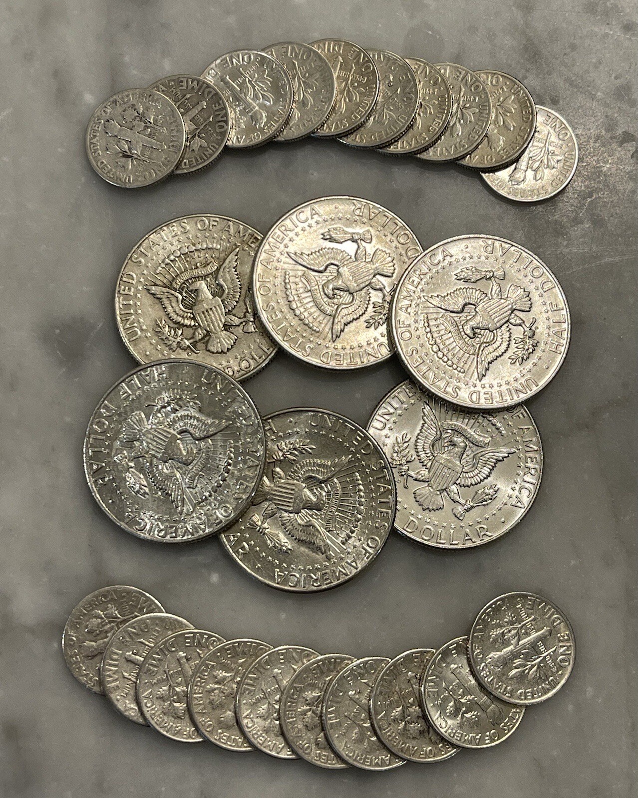 $5 Face 90% Silver 6 1964 Kennedy Half Dollar 20 Dimes - Choose How Many Lots! | eBay