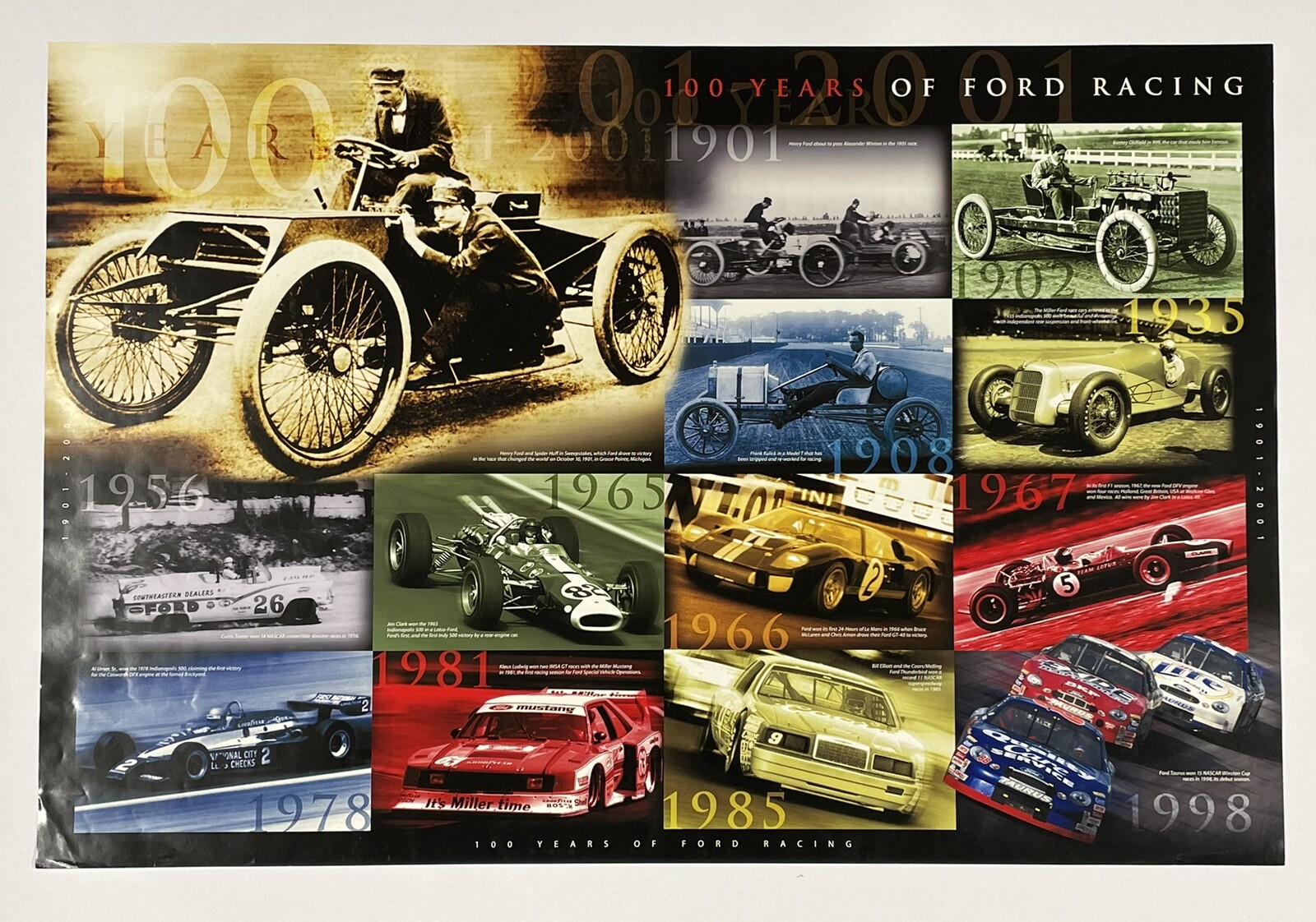 100 Years of Ford Racing Poster - FORD MUSTANG GT NASCAR INDY NHRA IMSA ...