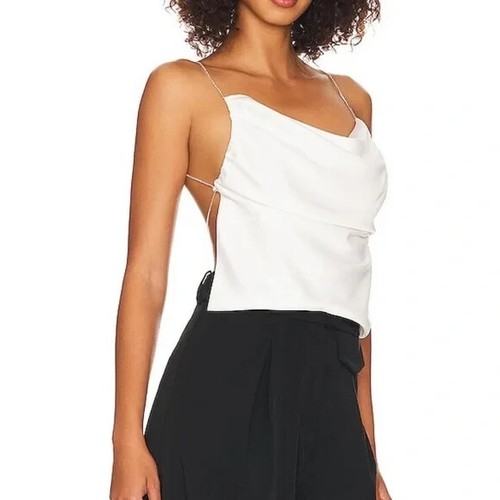 NONchalant Label Camm Crop Omegan Satin Cami Top White NWT 240 Crystal ...