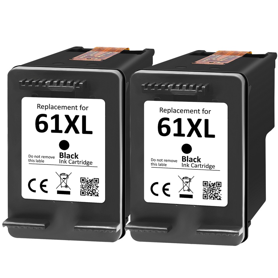 2 Pack #61XL Black Ink Cartridge for HP 61 ENVY 4500 4501 5530 5535 ...