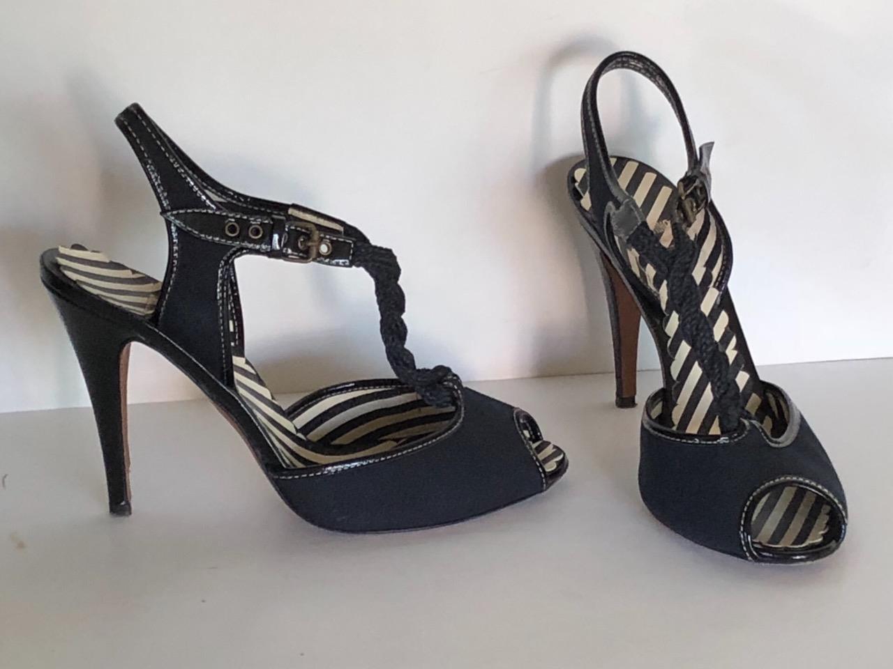 VTG Moschino Cheap + Chic Nautical Shoes Stilleto Heels Peep Toe Sling ...