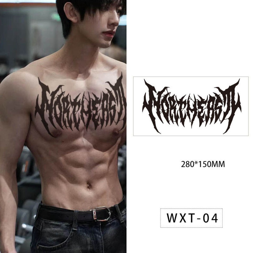 Men Tattoo Sticker Chest Back Scapula Bady Art Black Totem Waterproof ...