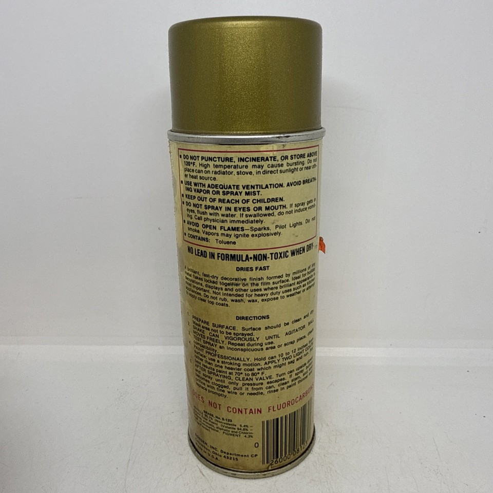 Vintage 80’s SPARVAR BRASS S-123 Notch Top Paper Label spray paint can ...