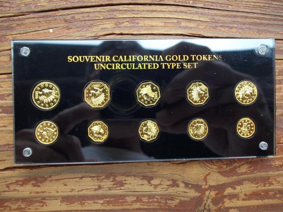 SOUVENIR CALIFORNIA GOLD TOKENS UNCIRCULATED TYPE SET IN HOLDER ...