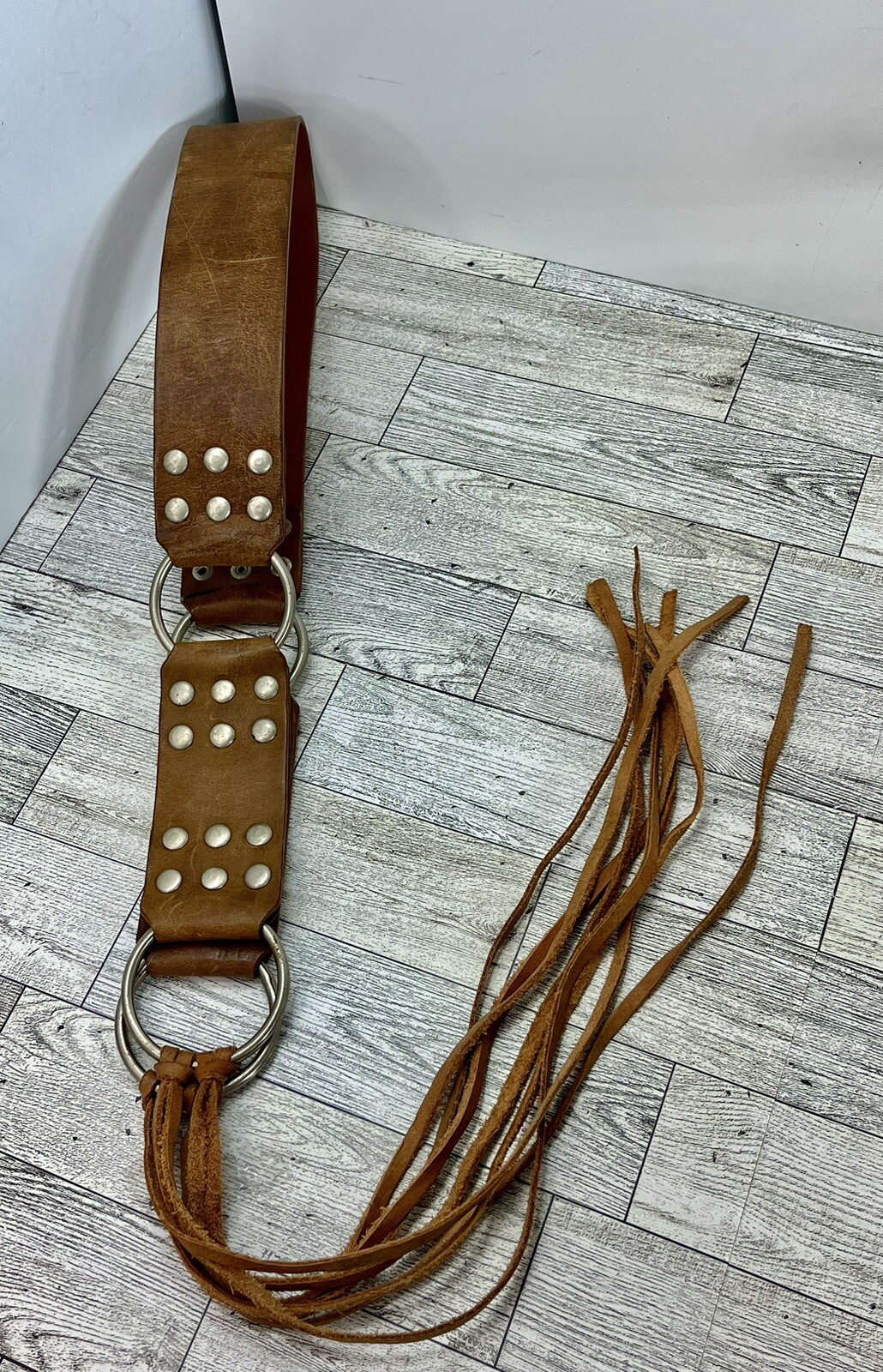 Genuine Studded Silver Loop Leather Coachella Fringe … - Gem