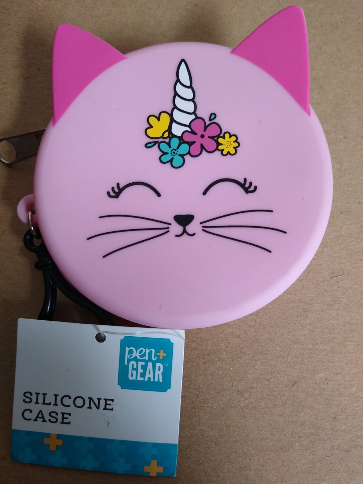 3.5 inches Diameter Pink Cat Unicorn Silicone Case for ear plugs buds ...