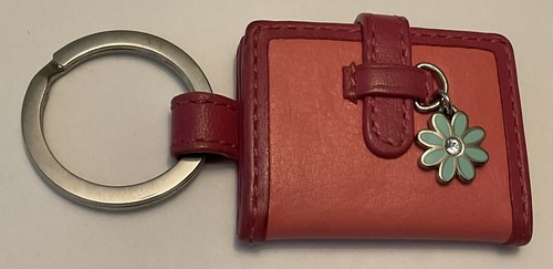 Coach Key Ring Bag Charm Mini Pink Leather Wallet Keychain Photo Holder ...