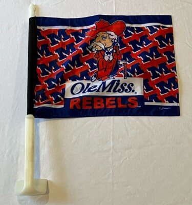 Vintage Ole Miss Rebels Colonel Reb Car Flag 12” x 14” Hotty Toddy | eBay