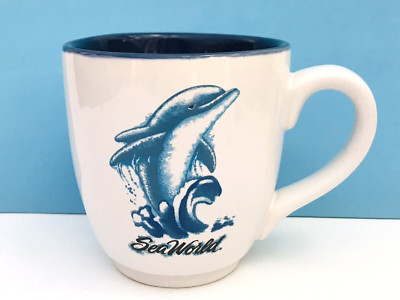 SeaWorld Dolphin Coffee Mug 18 oz Collectors Cup Large 4.5"H Splashing ...