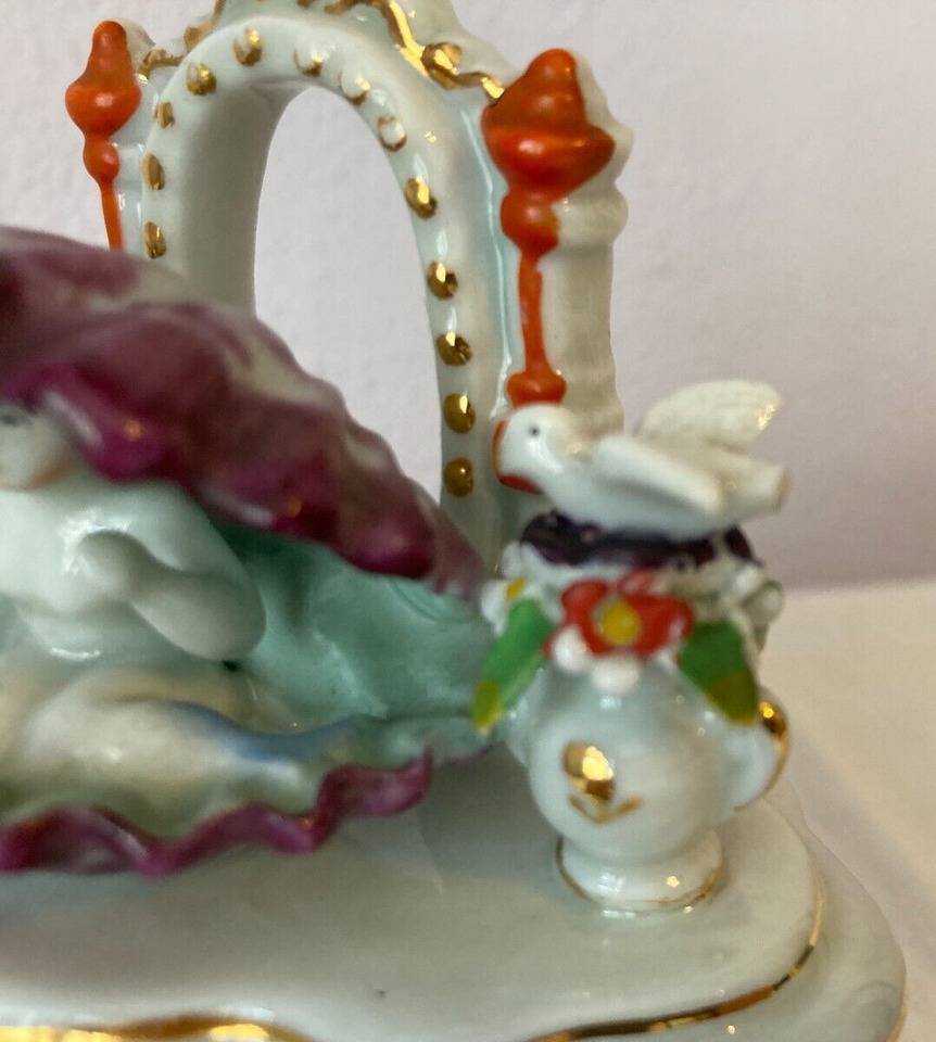 Victorian 1880s Conta & Boehme Porcelain Fairing Trinket Box Mermaid ...