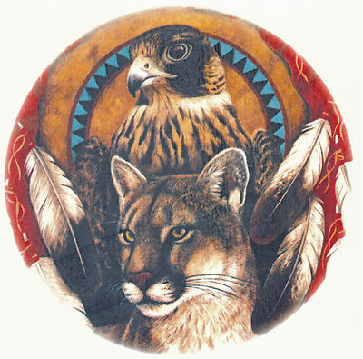 Ceramic Decals Southwest Native American Cougar Hawk Feather Collage 7. ...