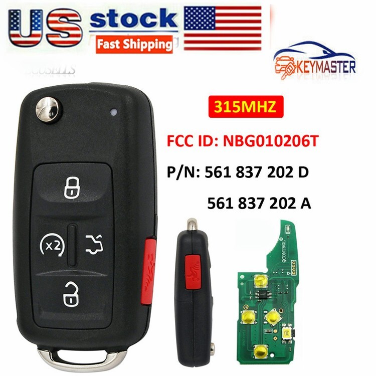 2X Keyless Entry Remote Key Fob for VW VOLKSWAGEN 561 837 202 A /202 D ...