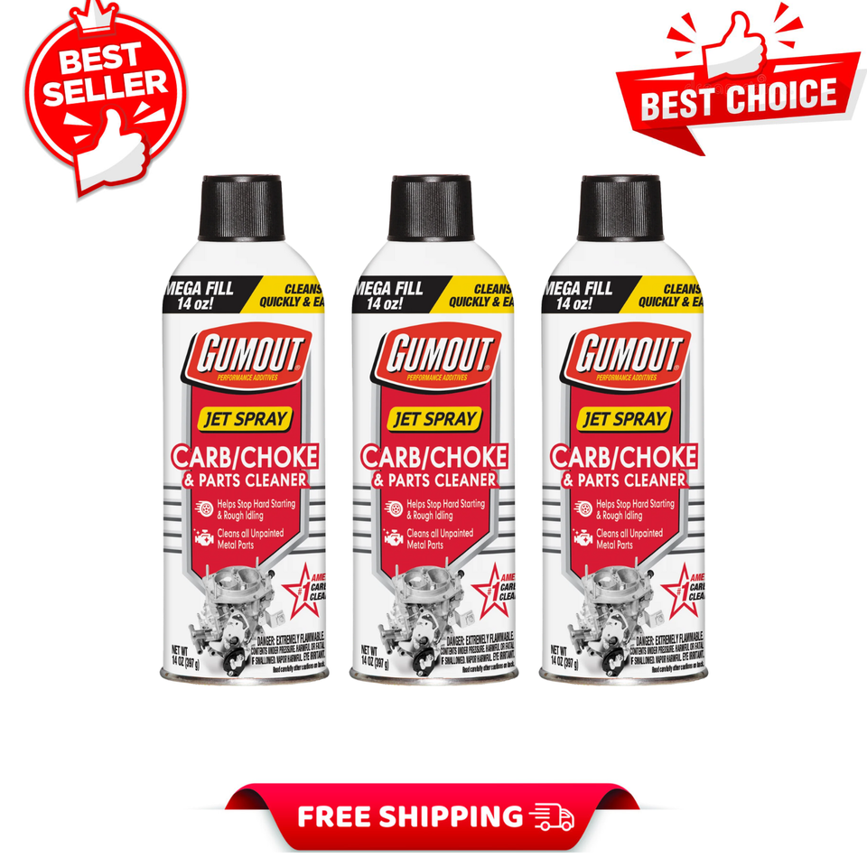 3PK Gumout Carb & Choke Carburetor Cleaner 14 Oz Cleans Metal Engine ...