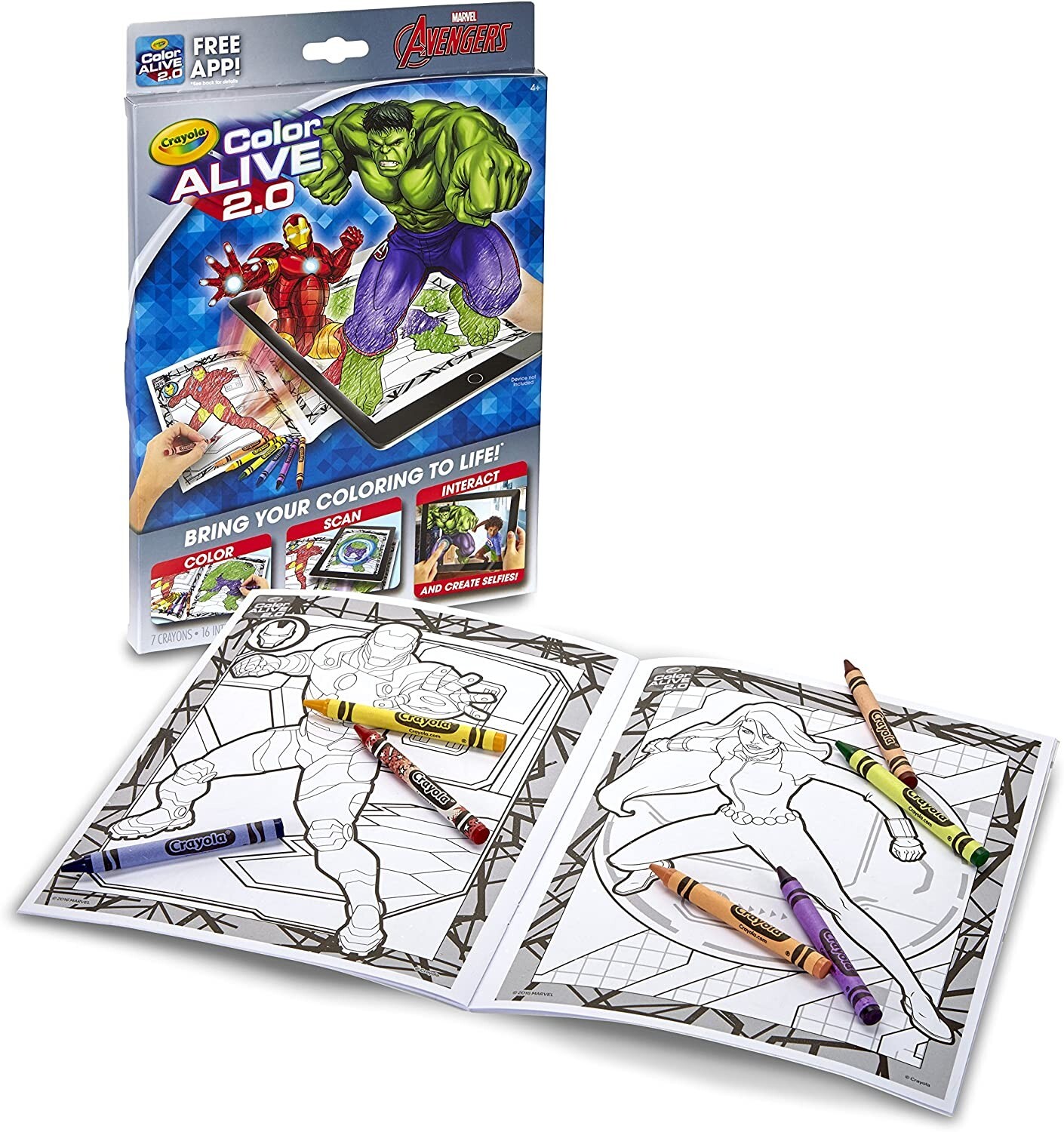 New Crayola Color Alive 2.0 Interactive Coloring Book Marvel Avengers ...