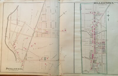 ORIGINAL 1886 PENLLYN STATION & HELLERTOWN PENNSYLVANIA C.M. HUNTER ...