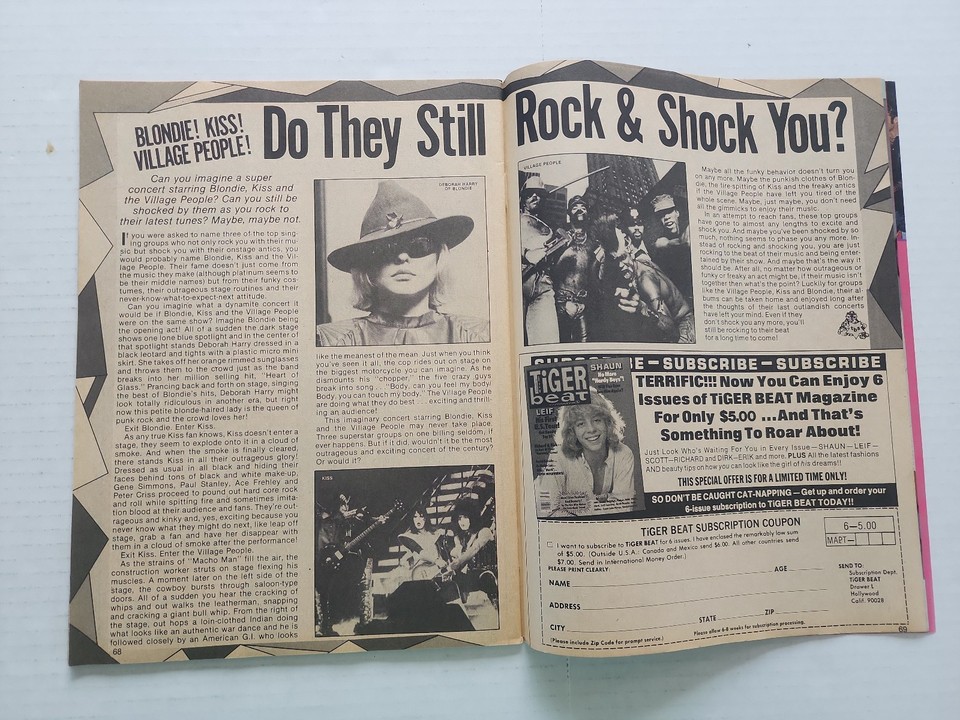 Vintage March 1980 Tiger Beat Star Magazine Complete No Label KISS ...