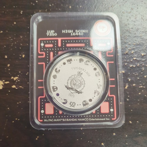2021 Niue Ms Pac Man Colorized 40TH Anniv 1oz Silver Coin with Flat ...