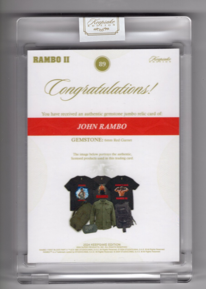 2024 Keepsake Edition John Rambo #89 Jumbo Relic Gem Patch /50 SSP | eBay