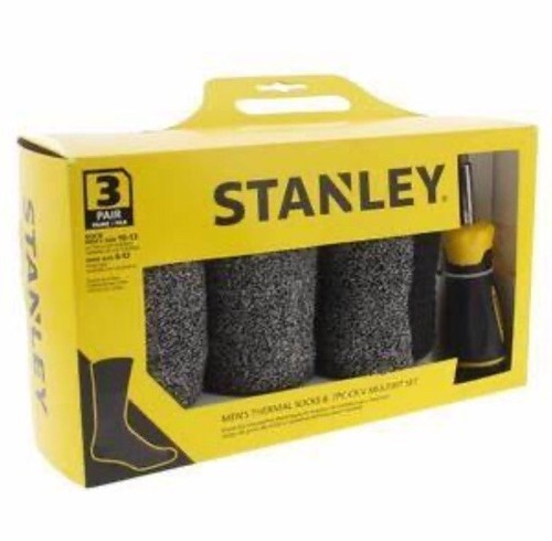 Stanley Mens 3 Pack Gift Set Thermal Socks 6-12 & 7 Piece CR-V Multibit ...