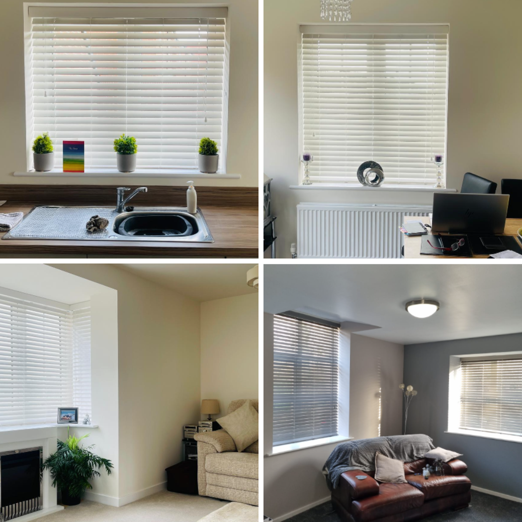 FAUX WOOD VENETIAN BLINDS 50MM BRIGHT WHITE WOODEN WINDOW BLIND Made To ...