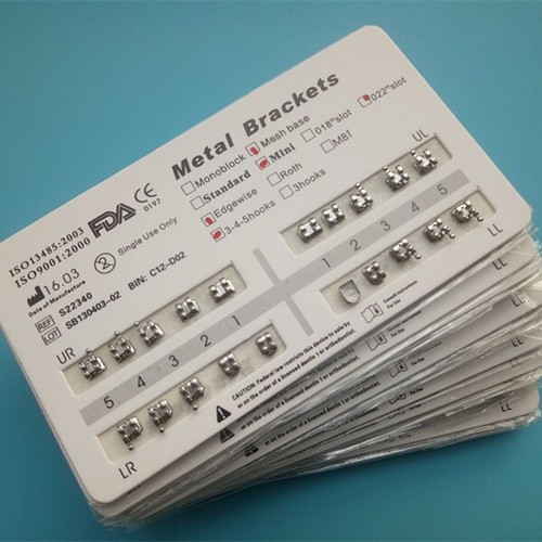 Dental Orthodontics Brackets Metal Mesh Base Mini Edgewise 022 345Hooks ...