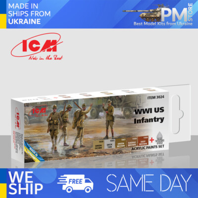 ICM 3024 - Acrylic paint set for WWI US infantry. 5 colors in kit | eBay