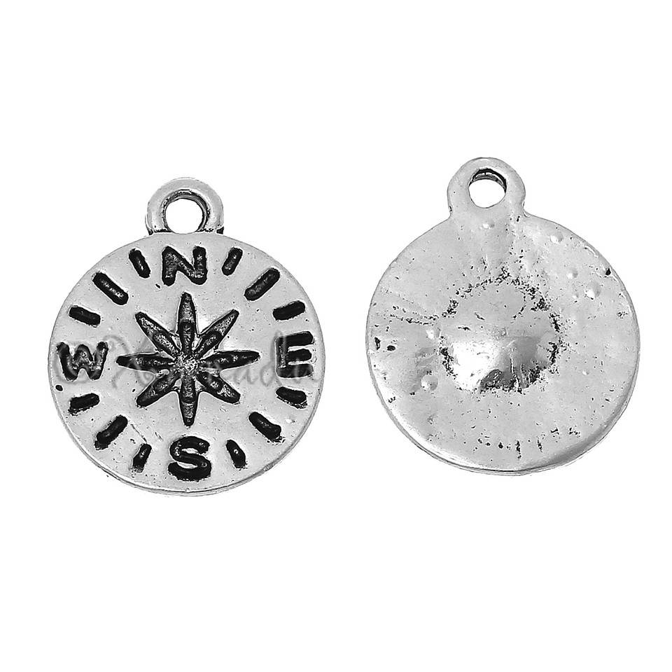 Compass Charm Wholesale Antiqued Silver Plated Pendants C0324 - 10, 20 ...