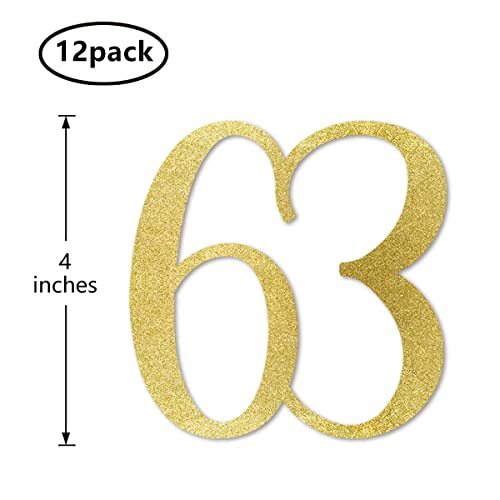 Gold Glitter 63 Cut-Out Numbers 63rd Birthday Party Anniversary ...