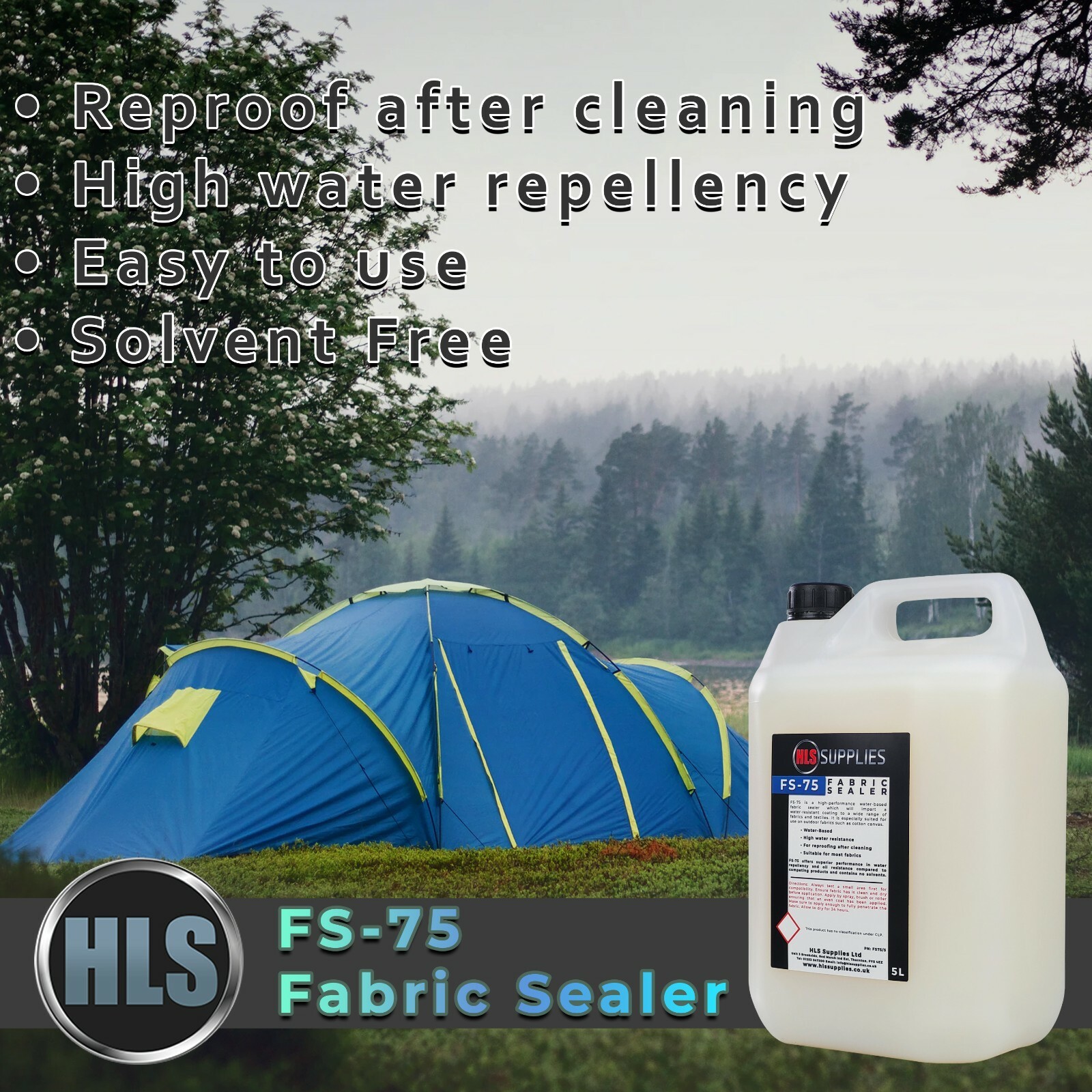 HLS Fabric Sealer 5L Water Proofer Waterproofing Sealant Awning Tent ...