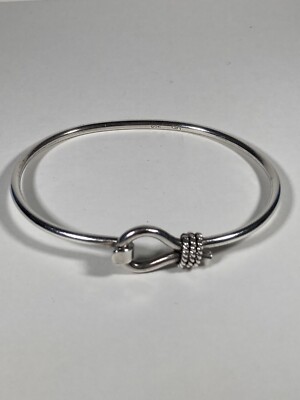 Vintage Sterling Silver Western Rope Lasso Style Bangle Bracelet Signed ...