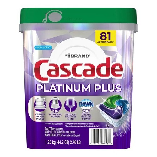 Cascade Platinum Plus ActionPacs Dishwasher Detergent Pacs Fresh Scent ...