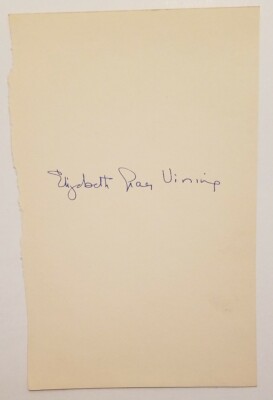 Elizabeth Gray Vining Signed Autographed 5.25" X 8.25" Paper | eBay