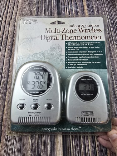 Springfield Multi-Zone Wireless Digital Thermometer Indoor & Outdoor ...
