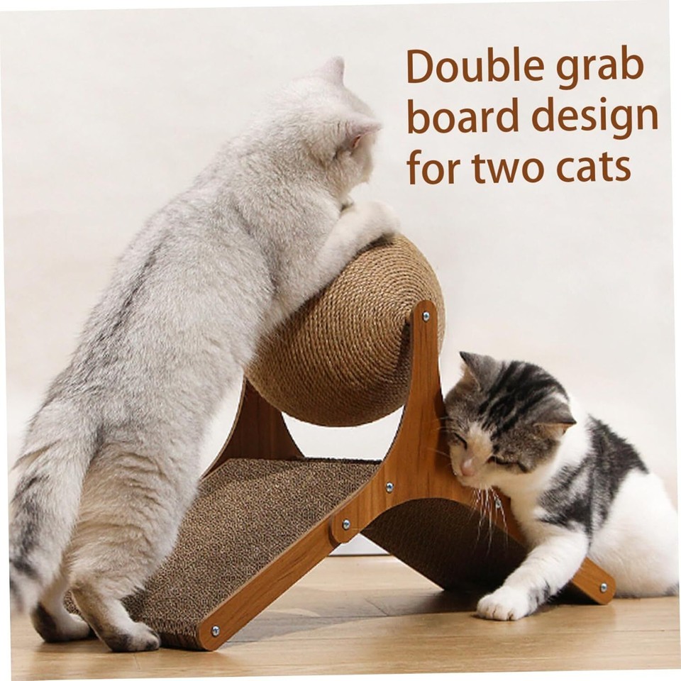 Wear Resistant Grinding Paw Toy Cat Scratcher Ball Durable Wooden Sisal ...