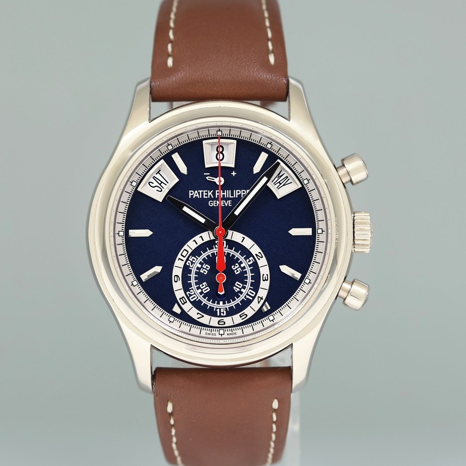 PAPERS MINT Patek Philippe 5960G White Gold Chrono Blue Calendar 40.5mm ...