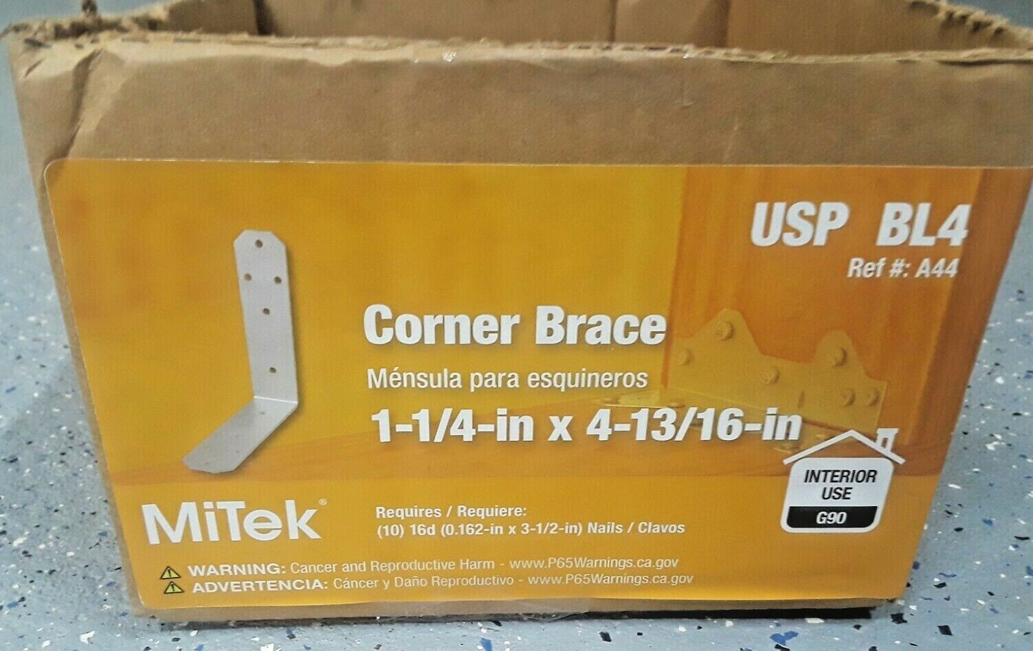 Ref Simpson A44 MiTek BL4 G90 CORNER REINFORCE 1-1/4X4-13/16.(13 pcs ...