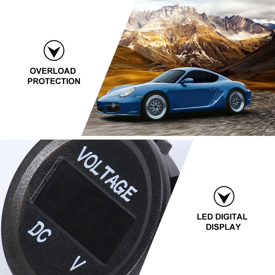 LED Digital Display Voltmeter Car Motorcycle Voltage Volt Gauge Panel ...