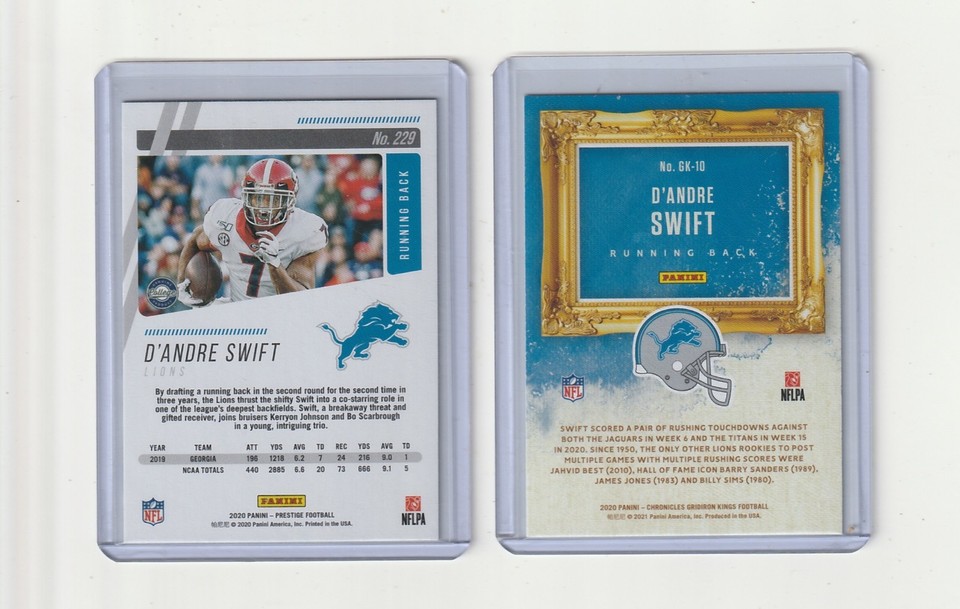 D'ANDRE SWIFT 2 Card Rookie RC Lot Chicago Bears 💥FREE SHIPPING | eBay