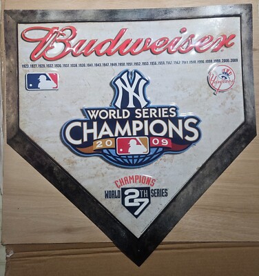 2009 Budweiser NY Yankees World Series Champions Home Plate Tin Bar ...