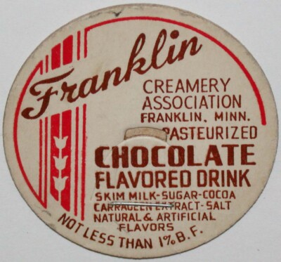 Vintage milk bottle cap FRANKLIN CREAMERY ASSOCIATION Chocolate ...