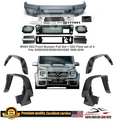 G63 Front Bumper + Flares Conversion Facelift Body Kit Cover G500 G550 ...