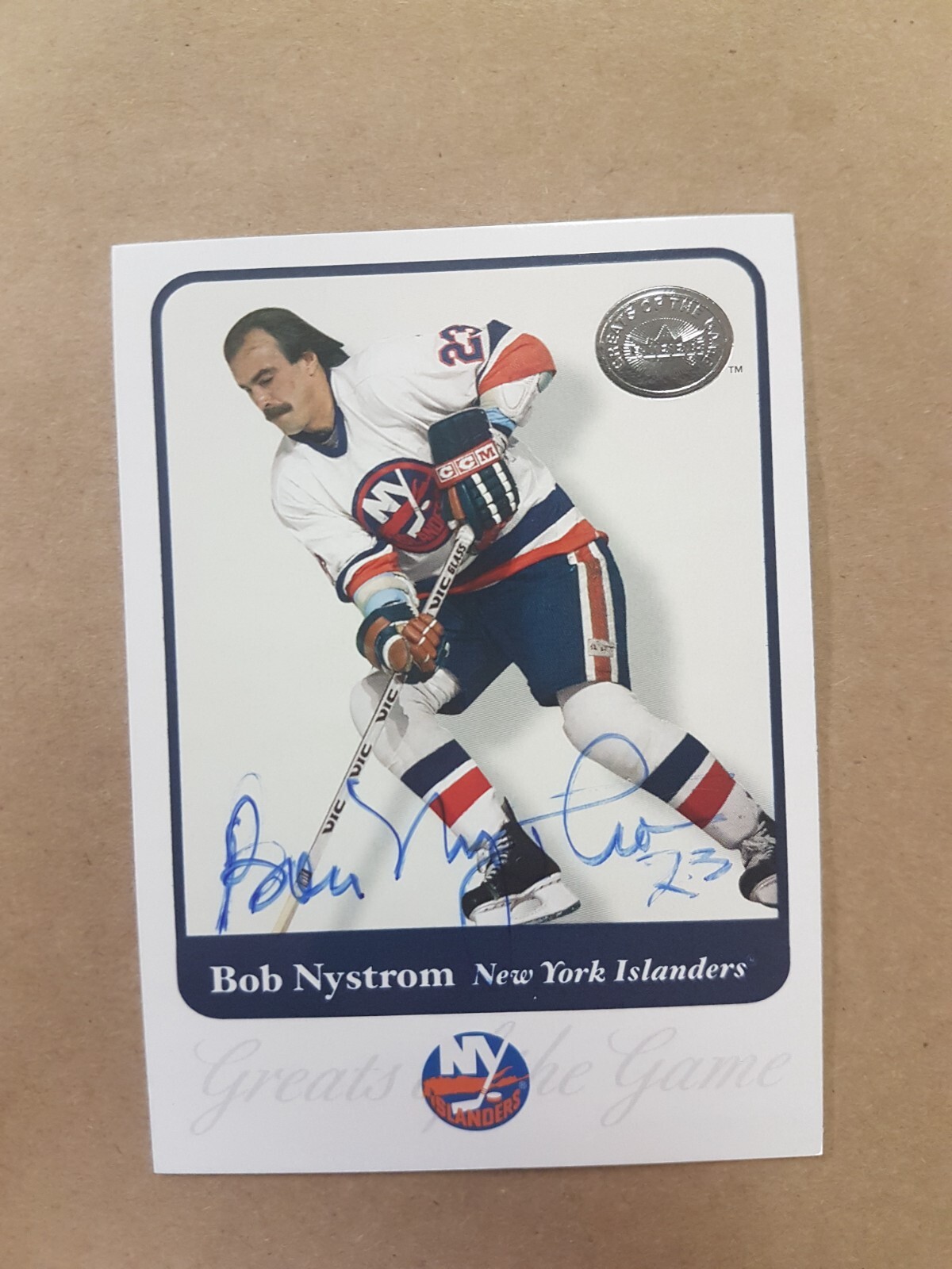Bob Nystrom NY Islanders Autograph Card Signed Hockey Fleer 2001 4 COA ...