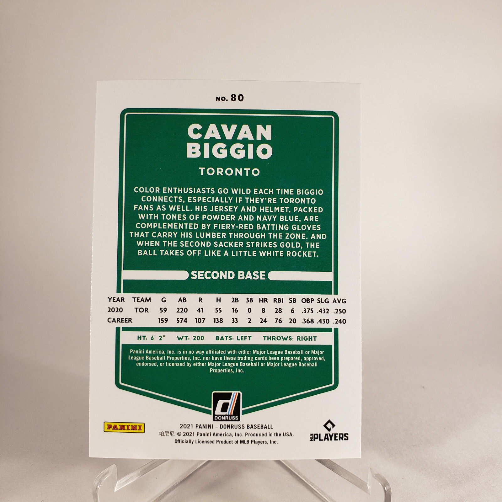 2021 Panini Donruss Baseball Cavan Biggio Toronto Blue Jays Holo Purple ...