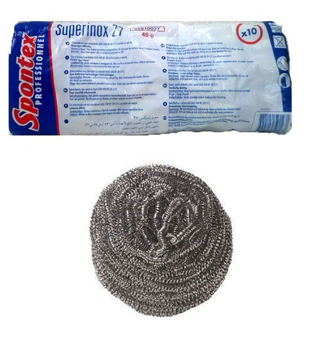 50pz SPONTEX SUPERINOX 27 Spugna a spirale in Acciaio inossidabile 40g ...