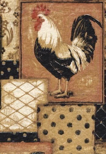 French Country Rooster Print Vinyl Flannel Backed Tablecloth Indoor ...